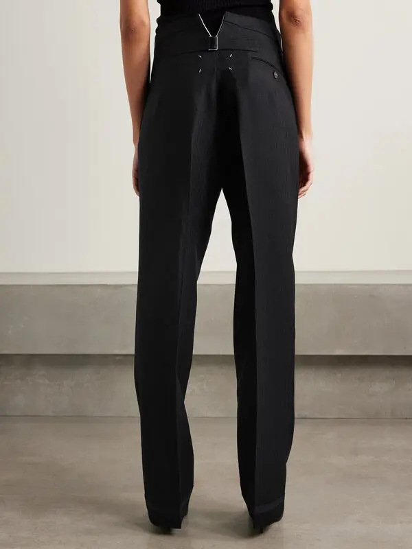 MAISON MARGIELA Herringbone Wool Straight-leg Pants - Black