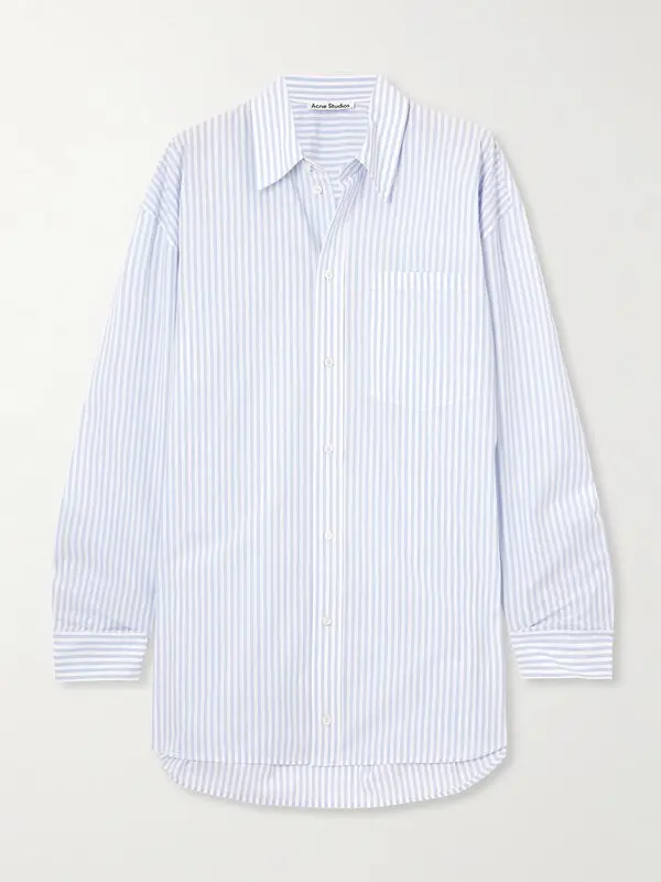Acne Studios Oversized Printed Striped Cotton Oxford Shirt