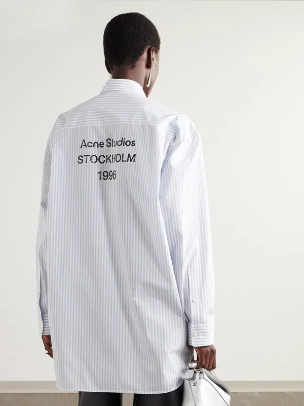 Acne Studios Oversized Printed Striped Cotton Oxford Shirt