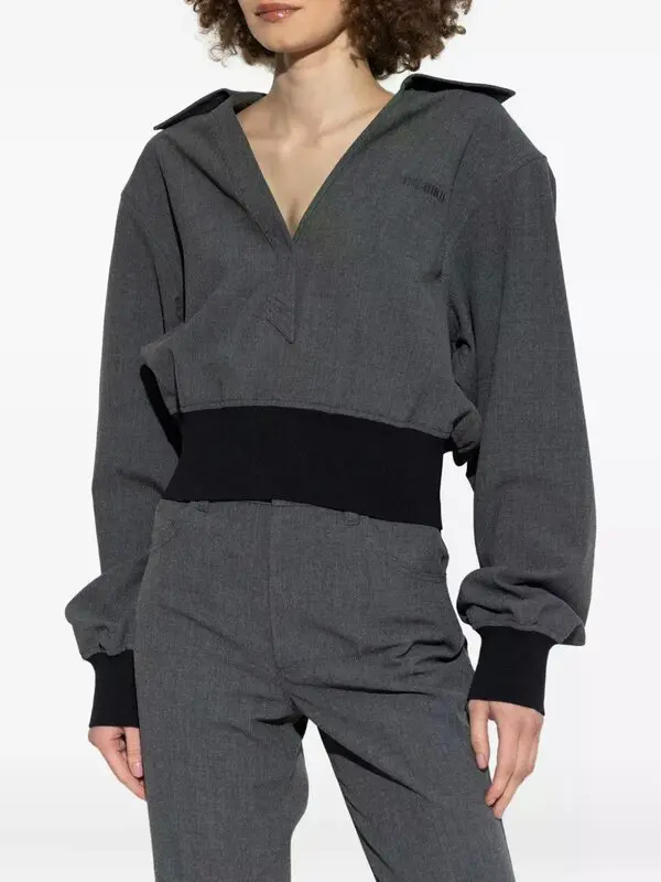 Attico Banded-cuff Collared Top