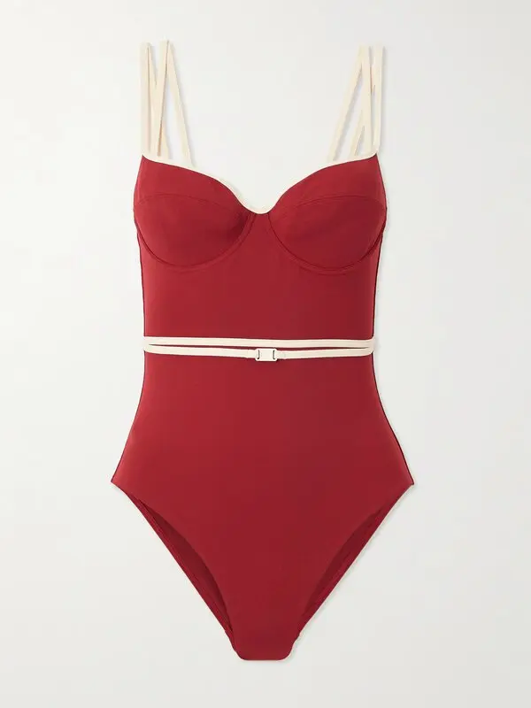 ERES Reinette Gia Belted Two-tone Swimsuit - Red