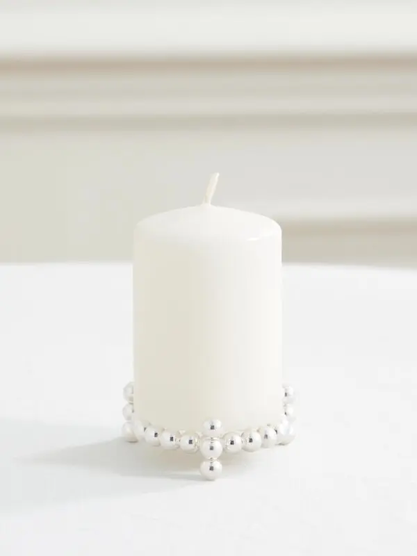 Christofle Perles -plated Candle Holder - Silver