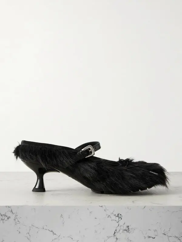 Simone Rocha Leather-trimmed Plush Pumps