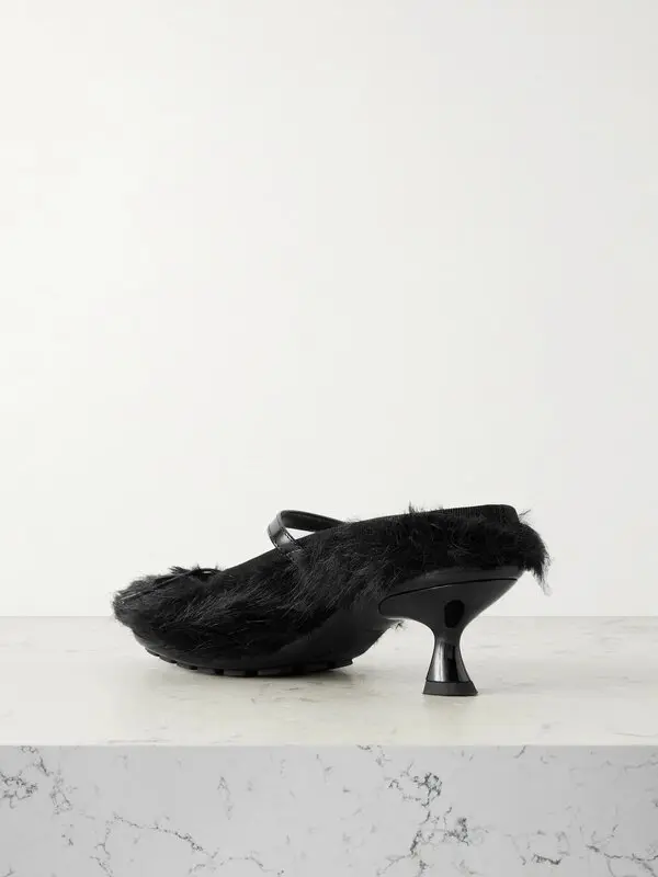 Simone Rocha Leather-trimmed Plush Pumps