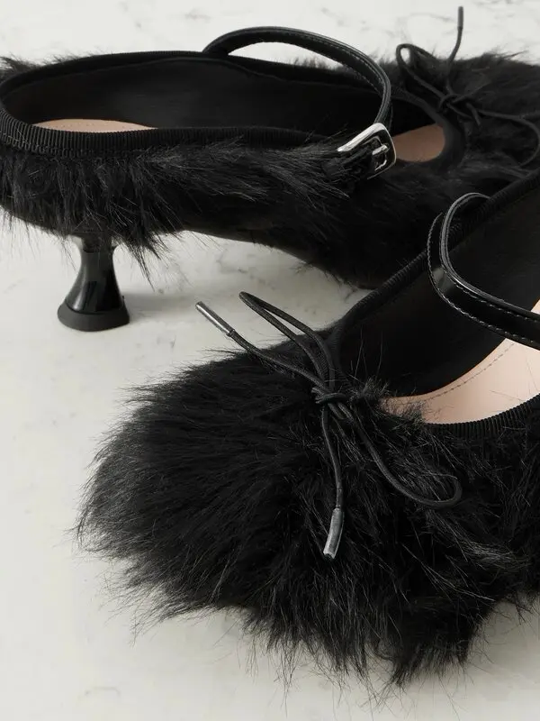 Simone Rocha Leather-trimmed Plush Pumps