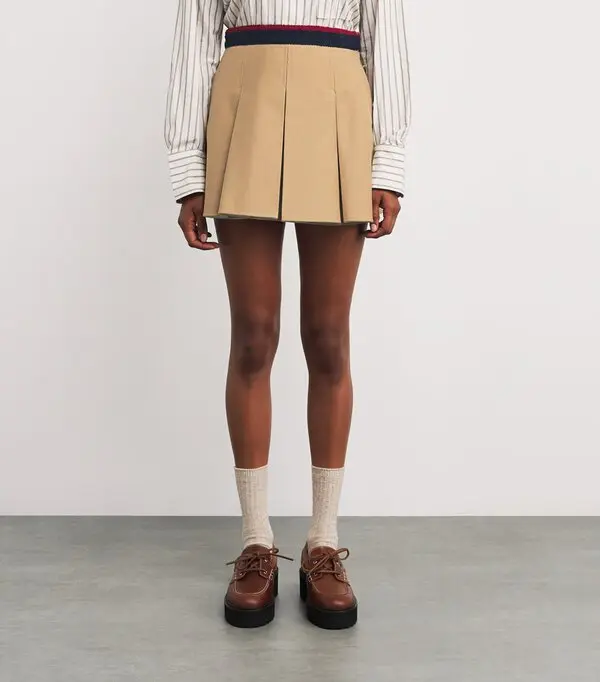 Moncler Stretch-cotton Pleated Mini Skirt