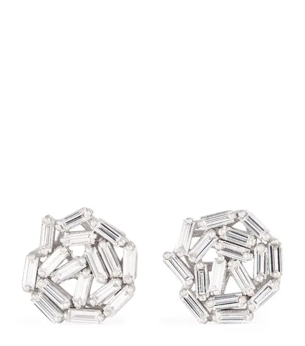 SUZANNE KALAN Gold And Diamond Fireworks Stud Earrings - White