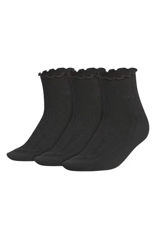 Adidas Assorted 3-pack Ruffle Rib Ankle Socks - Black/black