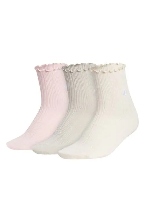 Adidas Assorted 3-pack Ruffle Rib Ankle Socks - Sandy Pink/grey/white