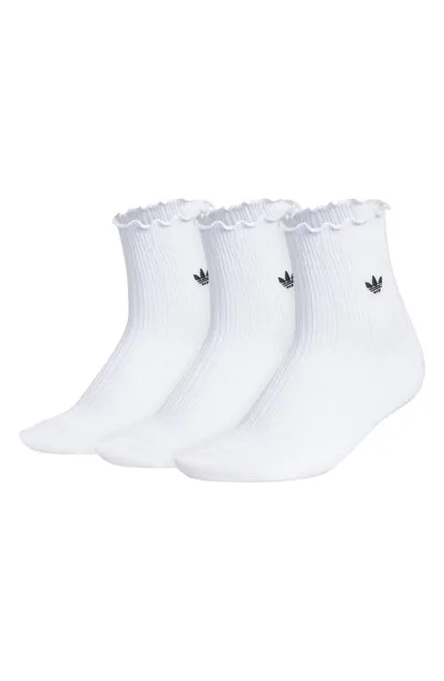 Adidas Assorted 3-pack Ruffle Rib Ankle Socks - White/black