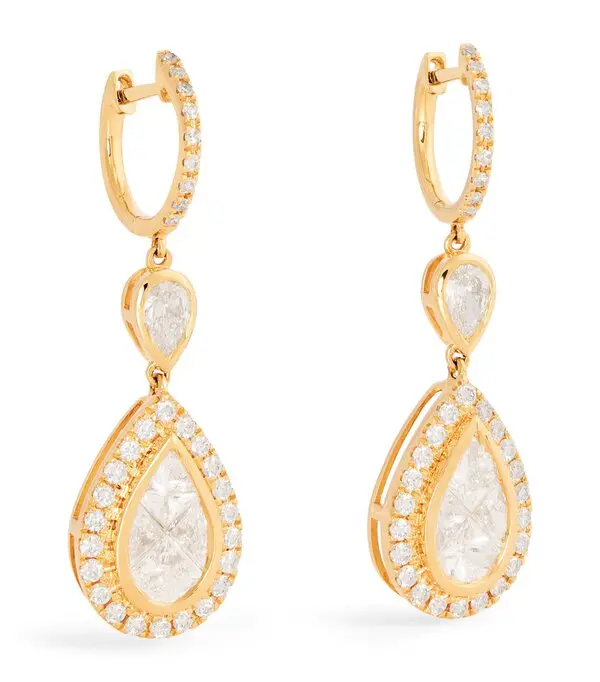 Shay Double Pavé Pear Drop Earrings - Gold