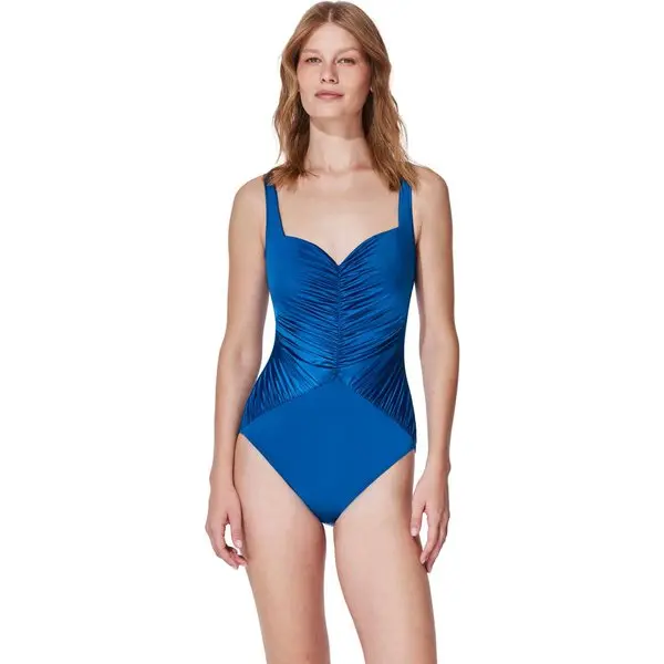 GOTTEX Mademoiselle Sweetheart Ruched One Piece - Sky-blue