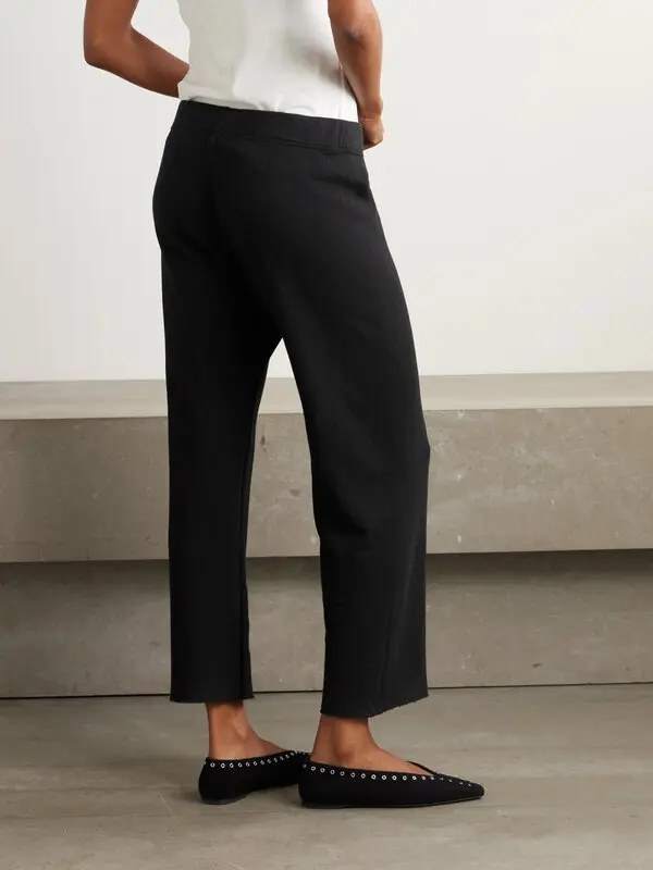 JAMES PERSE Cropped Brushed Cotton-terry Track Pants