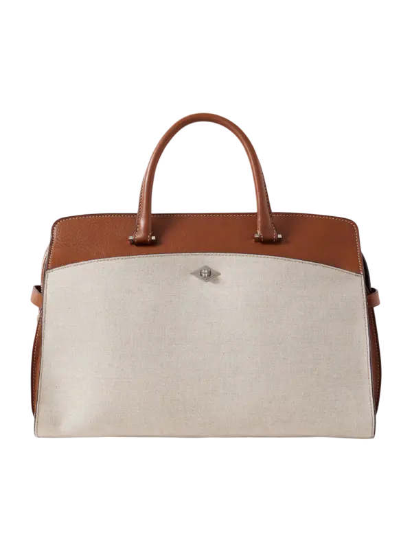 METIER Private Eye Leather And Linen Tote - Neutrals