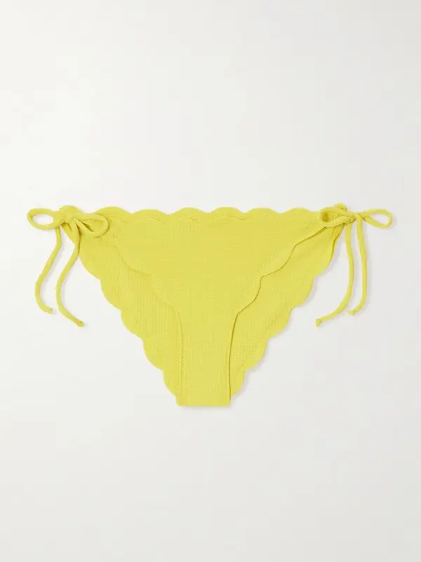 Marysia Mott Scalloped Seersucker Bikini Briefs - Yellow