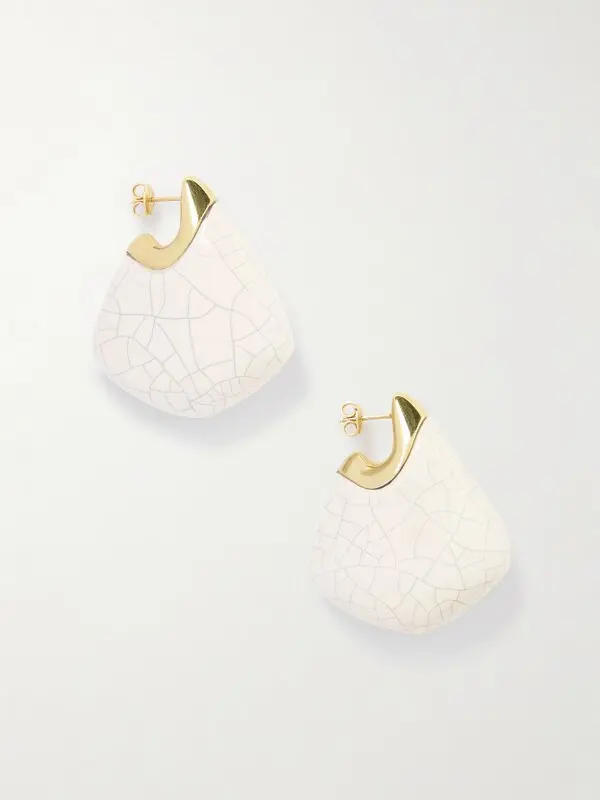 Bottega Veneta Gold-plated Ceramic Drop Earrings - Off-white