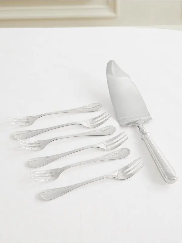 Christofle Set Of -plated Cake Server And Dessert Forks - Silver
