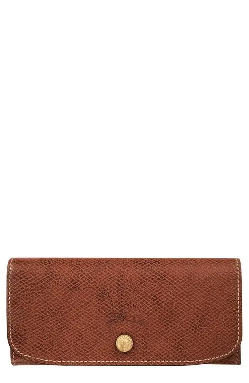 Longchamp Pure Continental Leather Wallet - Brown