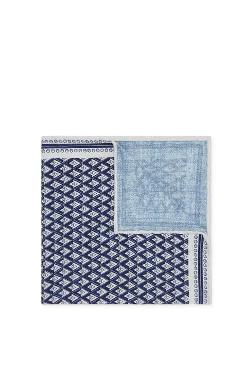 Brunello Cucinelli Silk Pocket Square - Navy Blue
