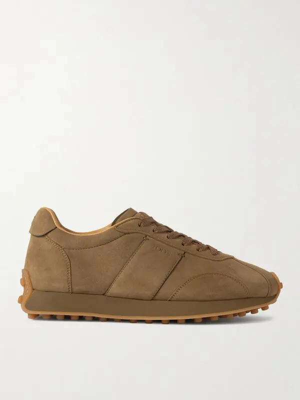 TOD'S Sportivo Active Leather-trimmed Suede Sneakers - Brown