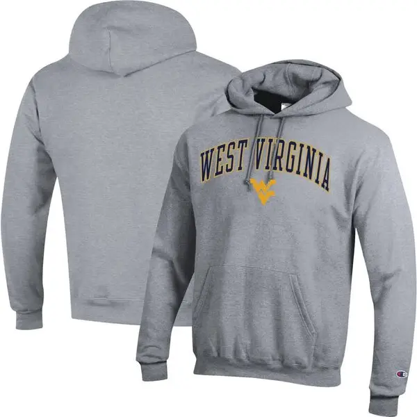 Champion West Virginia Mountaineers Arch Over Logo Pullover Hoodie - Heather Gray