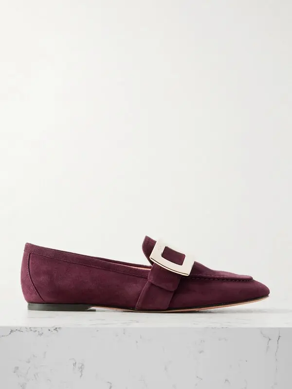 ROGER VIVIER Buckled Suede Loafers - Red