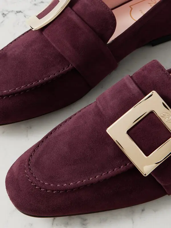 ROGER VIVIER Buckled Suede Loafers - Red