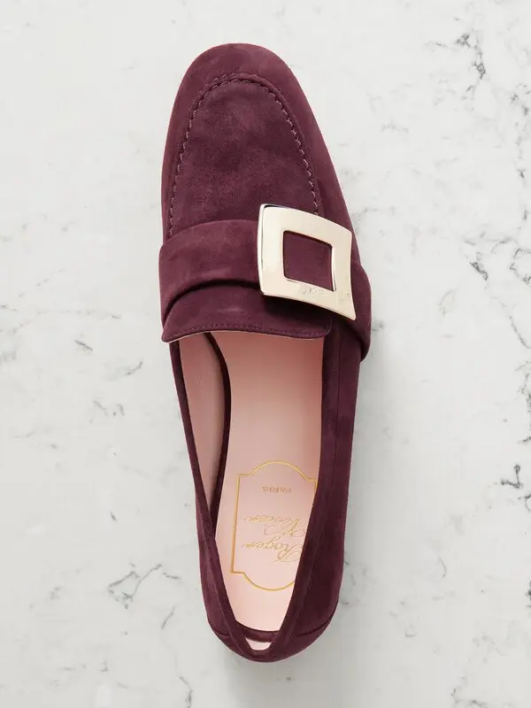 ROGER VIVIER Buckled Suede Loafers - Red