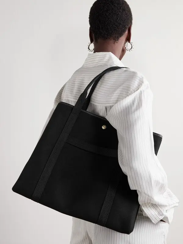 Rue De Verneuil Traversée Whip Large Webbing And Leather-trimmed Felt Tote
