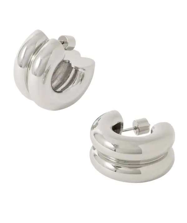 MARTHA CALVO Double Rhodium-plated Hoop Earrings - Silver
