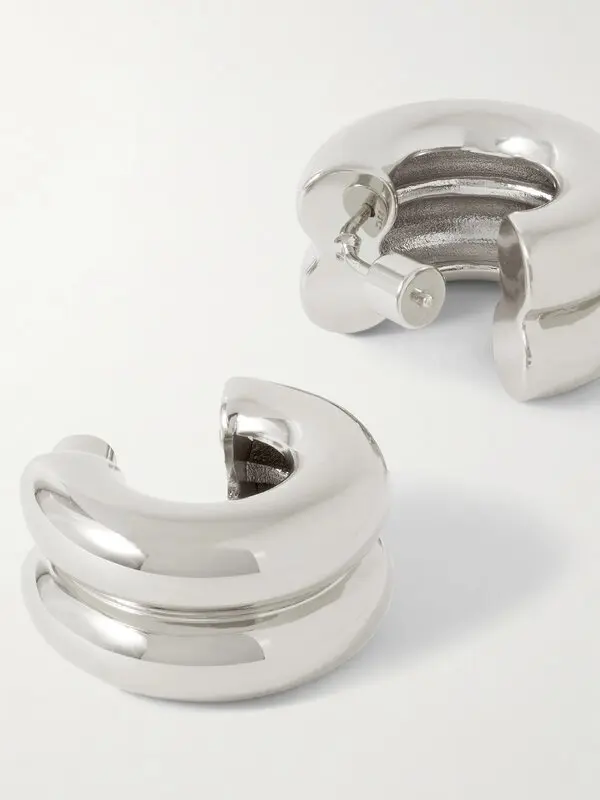 MARTHA CALVO Double Rhodium-plated Hoop Earrings - Silver