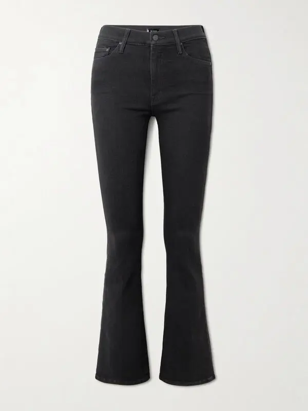 MOTHER The Weekender Mid-rise Flared Jeans - Black