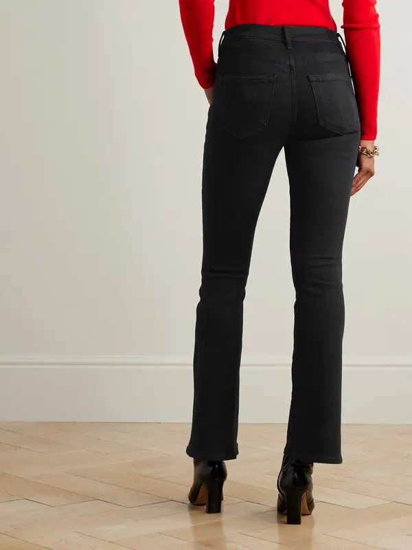 MOTHER The Weekender Mid-rise Flared Jeans - Black