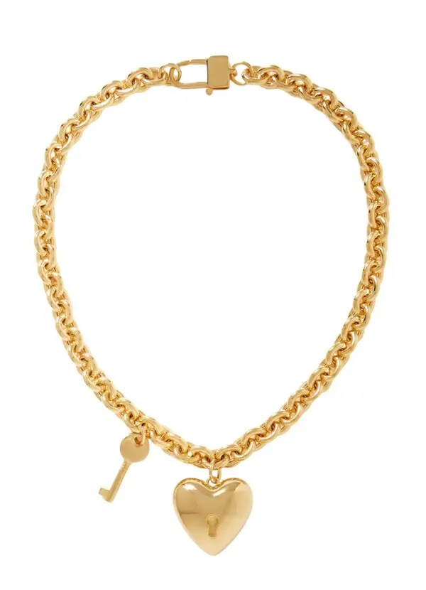 MARTHA CALVO Heart Lock And Key Plated Necklace - Gold