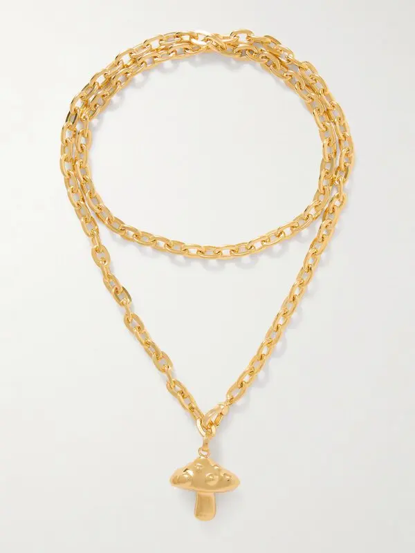 MARTHA CALVO Mushroom Pendant Chain Necklace - Gold