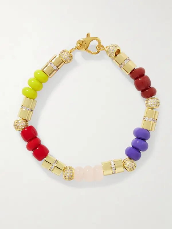 MARTHA CALVO Gold-plated, Crystal And Glass Bracelet - Multi