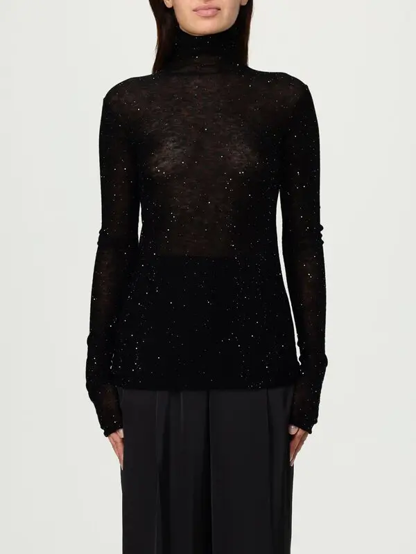 Pinko Turtleneck Mesh Top With Embellishments - Black