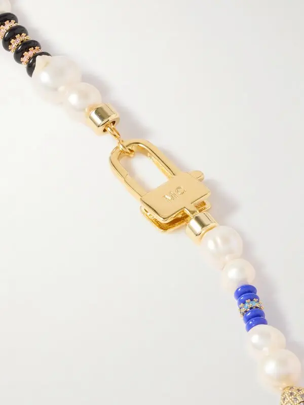 MARTHA CALVO Kenny Gold-plated, Enamel, Pearl And Crystal Necklace