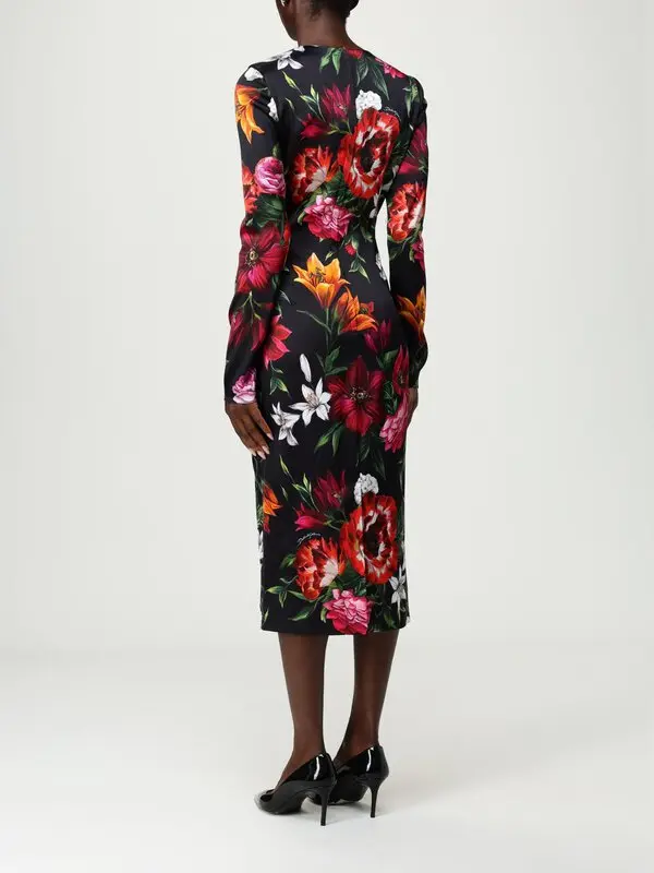 Dolce & Gabbana Floral Print Long Sleeve Dress