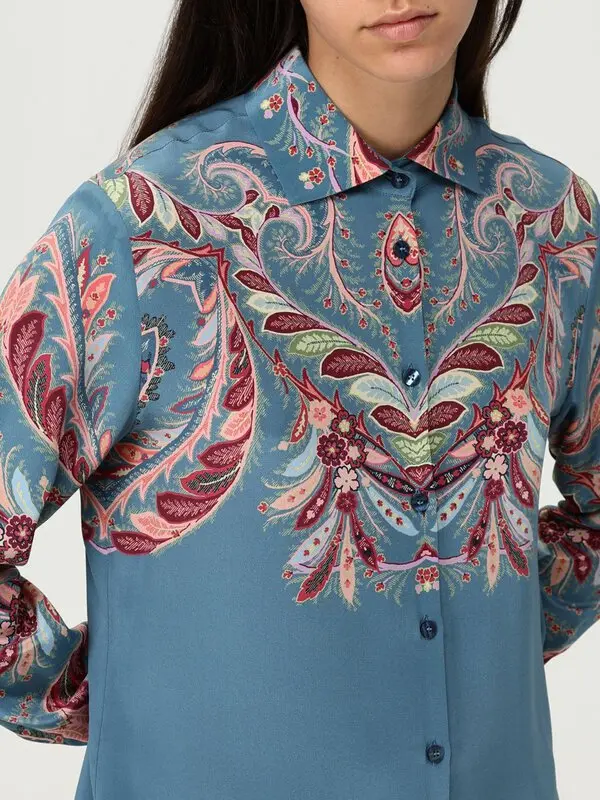 Etro Printed Shirt With Classic Collar - Gnawed Blue