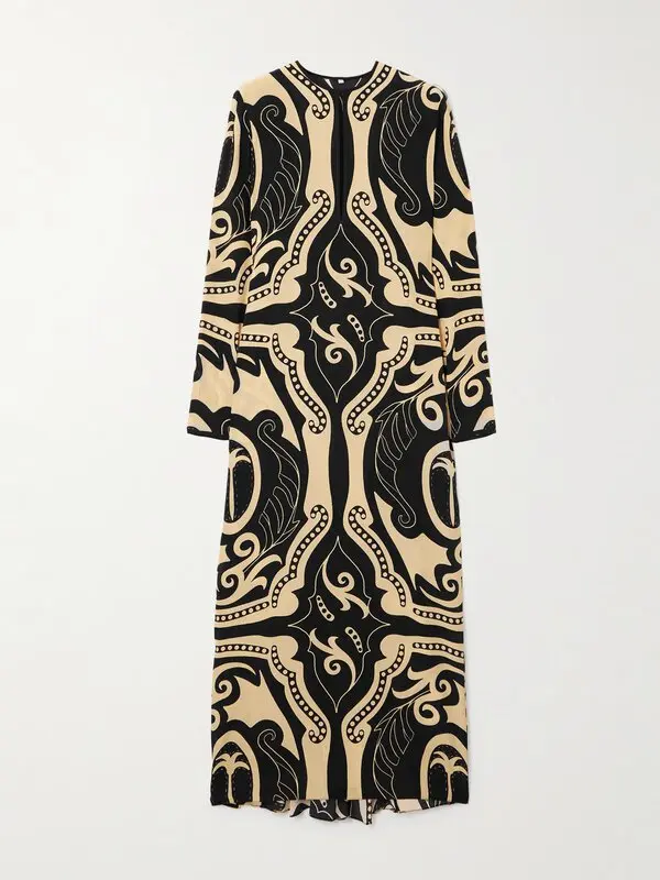 Johanna Ortiz Libertad Printed Silk-crepe Midi Dress - Black