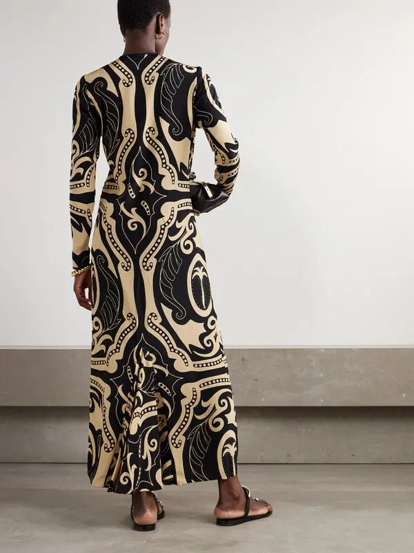 Johanna Ortiz Libertad Printed Silk-crepe Midi Dress - Black