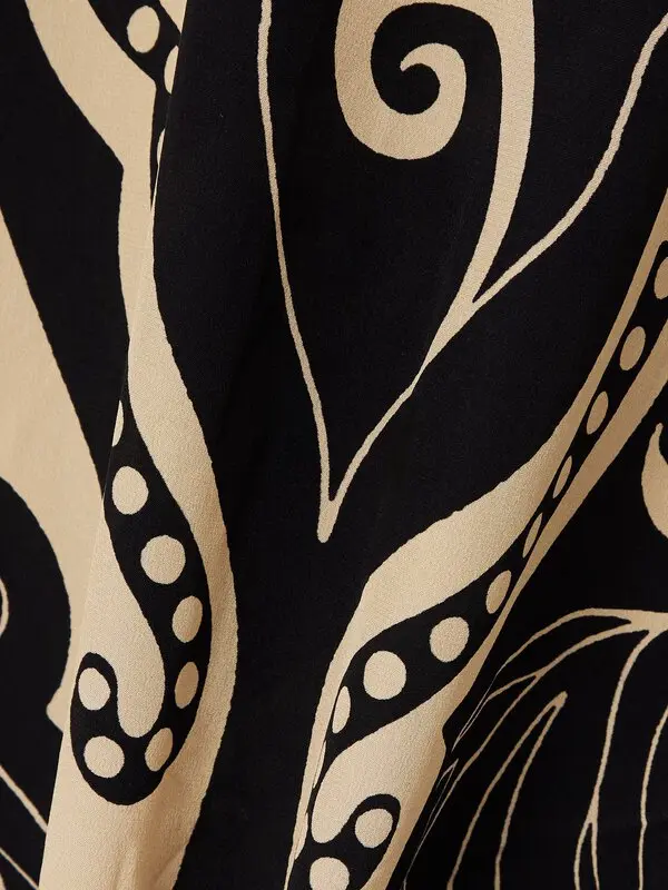 Johanna Ortiz Libertad Printed Silk-crepe Midi Dress - Black
