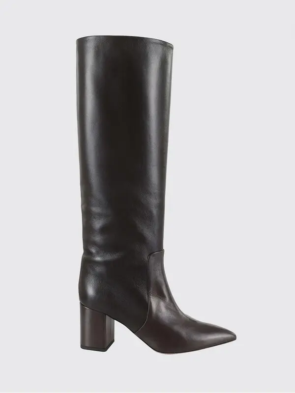Paris Texas Knee High Block Heel Boots - Ebony