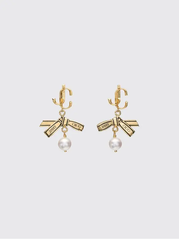 JIMMY CHOO Bow Pearl Drop Earrings - Gold
