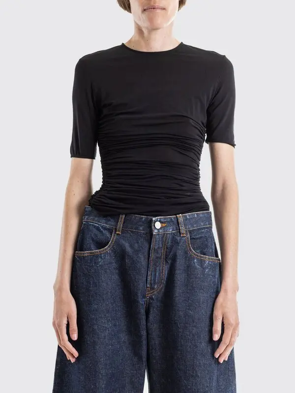 Alaïa Slim Fit Ruched Crewneck T-shirt - Black