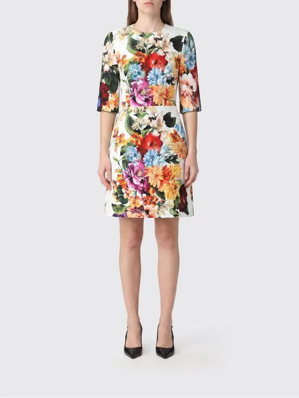 Dolce & Gabbana Floral Print Cotton Sheath Mini Dress
