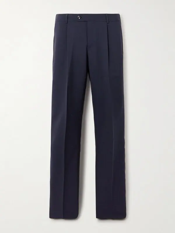 BETTTER Asymmetric Pleated Two-tone Wool-blend Pants