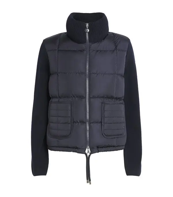 Moncler Down And Wool Panel Cardigan