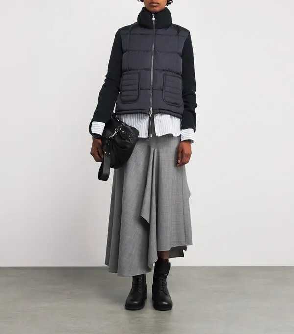 Moncler Down And Wool Panel Cardigan